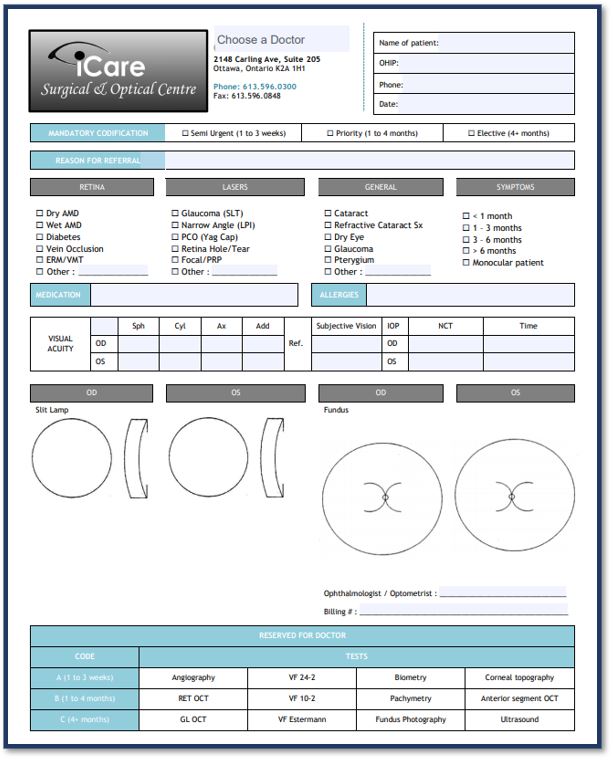 Patient Referral Form - iCare Surgical & Optical Centre